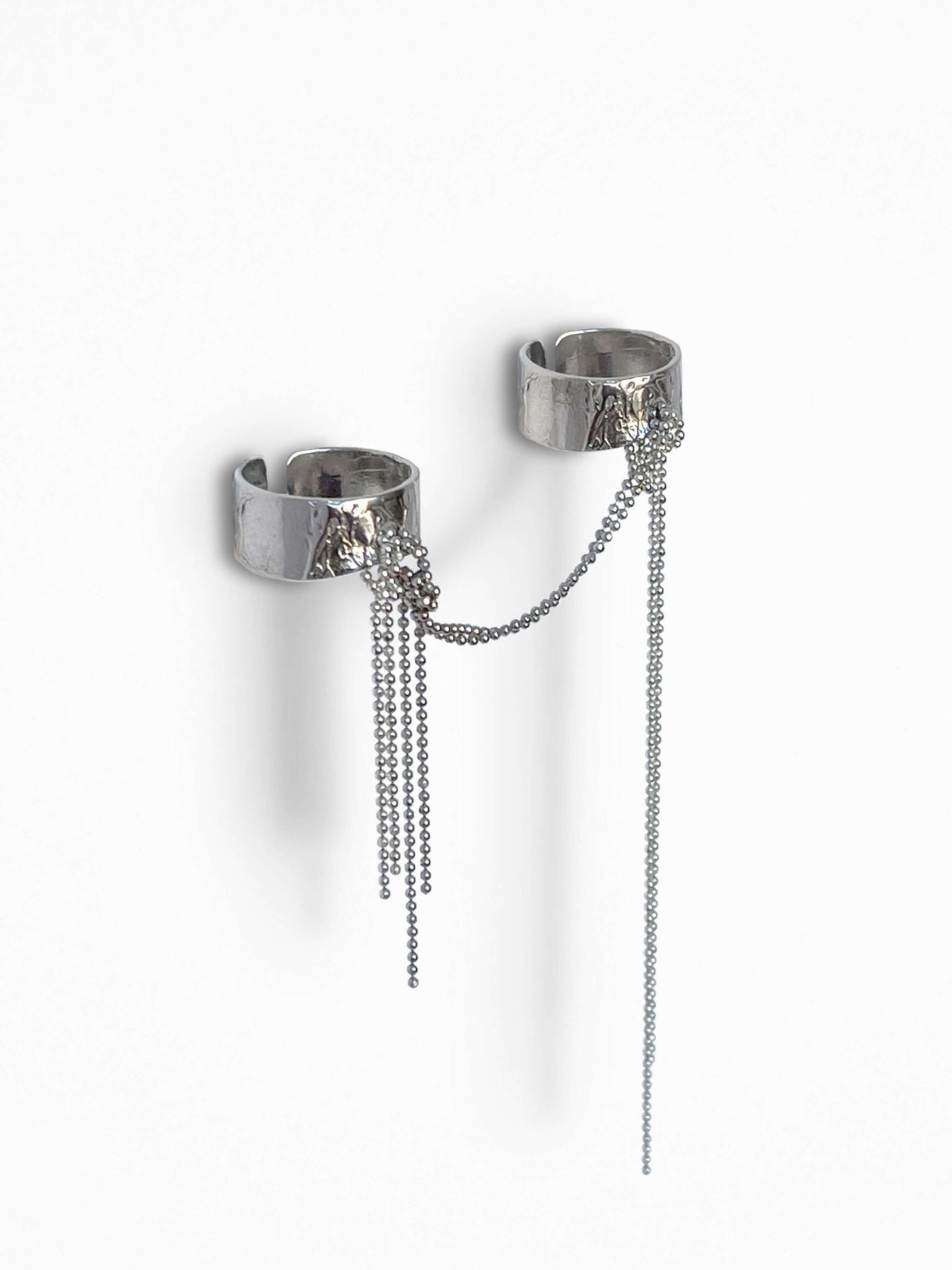 "RIPPED-CHAIN" Rings Silver – Sculptural Chain Duo – O Sh
