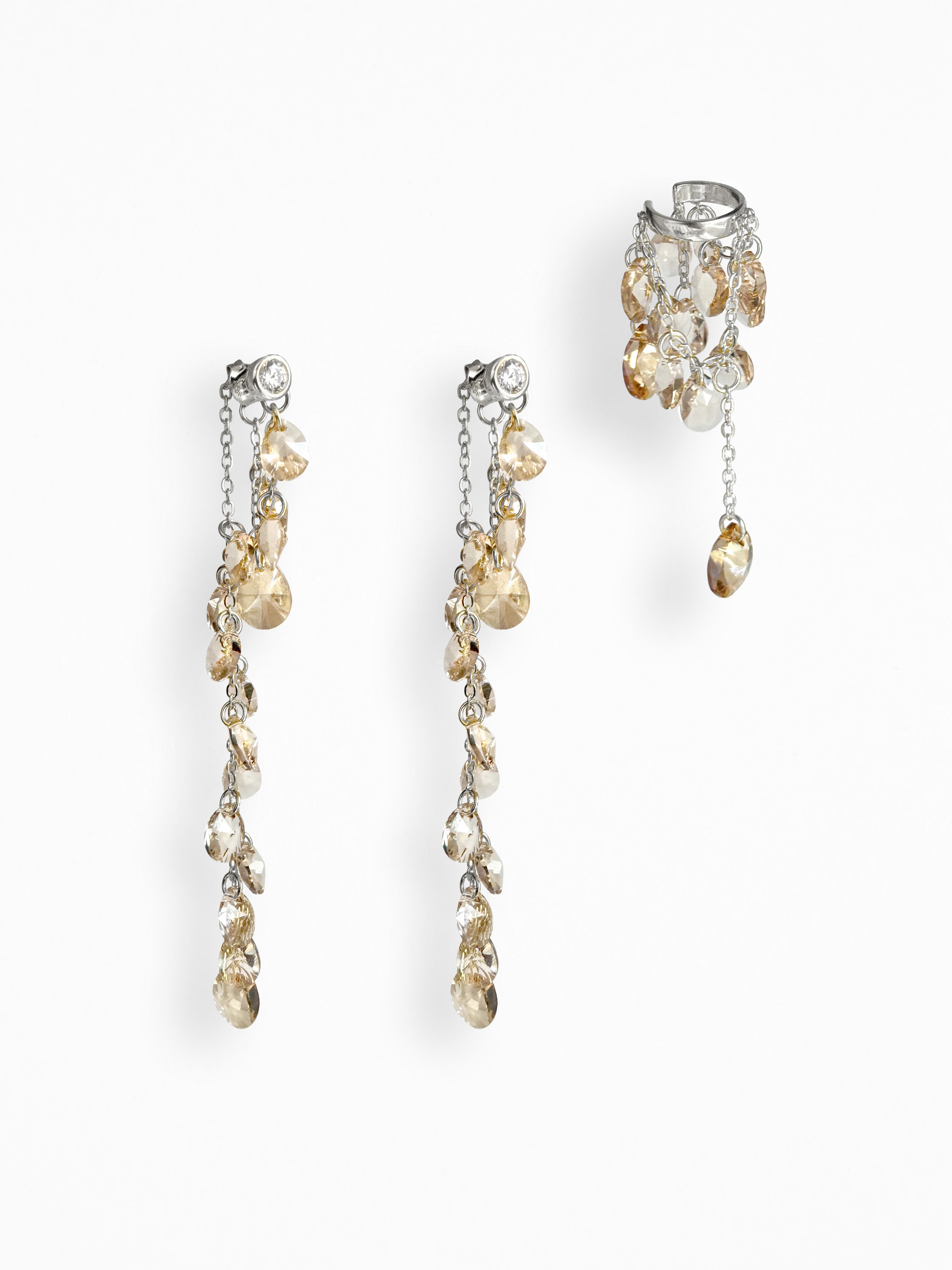 Silver Crystal Ear Set – GLIMM Silver Earrings & Cuff – O Sh